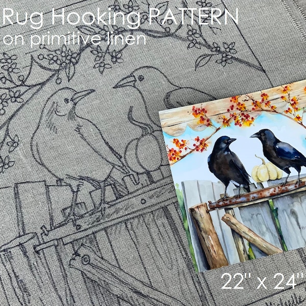 Primitive Hooked Rug Hooking Pattern Puffin Bluenose Sailboat Ocean ...