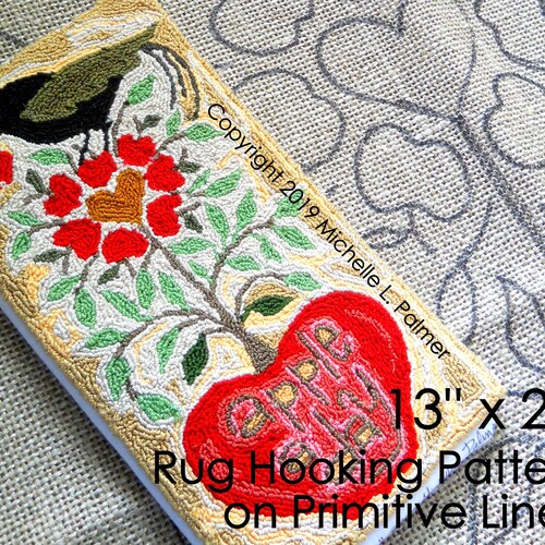 RUG HOOK Hooking PATTERN Folk Fraktur Birds Hand Drawn on 100% - Etsy