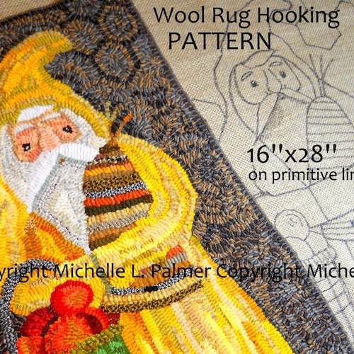 Prim Folk Vintage Santa Claus RUG HOOK Hooking PATTERN Hand - Etsy