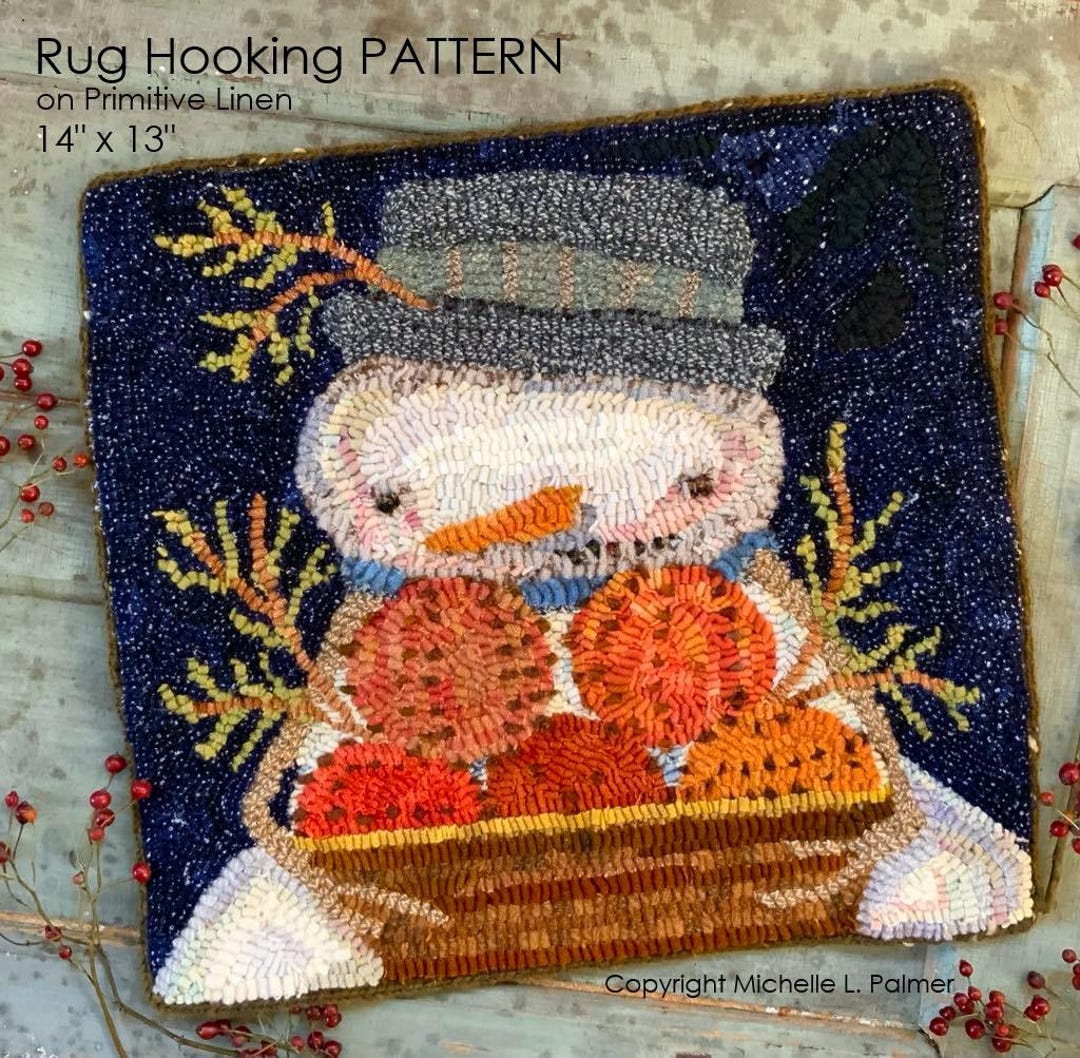 PATTERN for RUG HOOKING Hand Drawn 100% Prim Primitive Linen Michelle ...