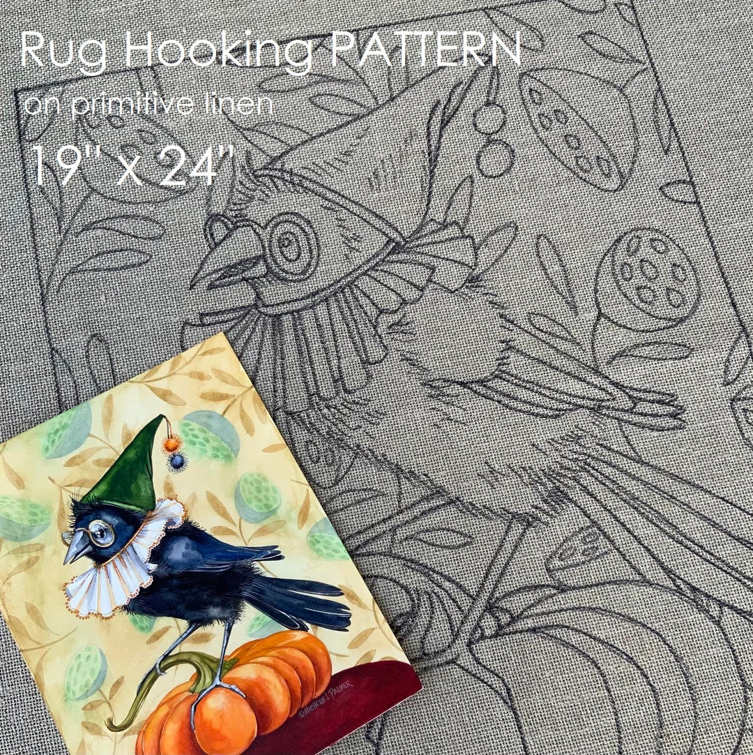 PATTERN for RUG HOOKING Hand Drawn 100% Prim Primitive Linen Michelle ...