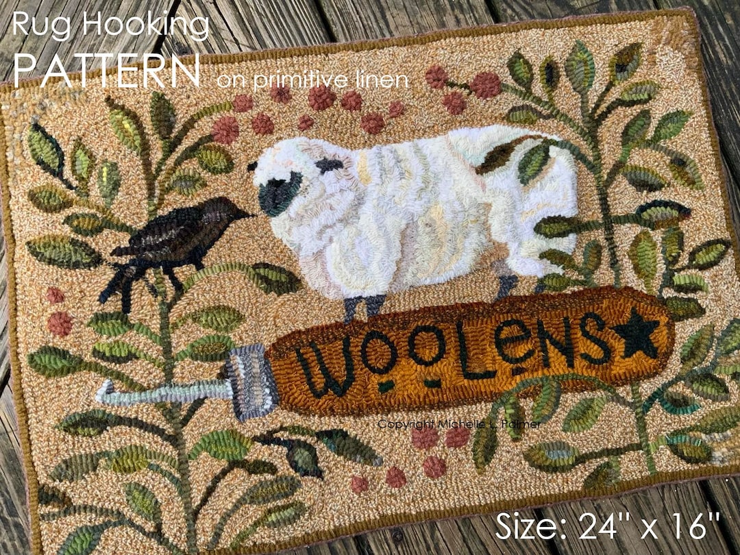 PATTERN RUG HOOKING Pattern is Hand Drawn on 100% Prim Linen Michelle ...