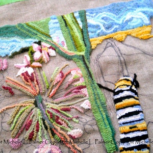 PATTERN for RUG HOOKING Hand Drawn 100% Prim Primitive Linen Michelle ...