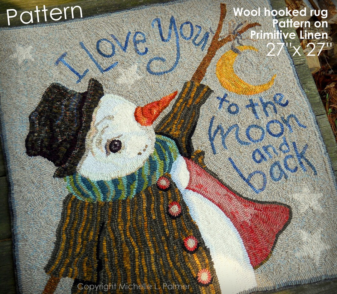 Prim Wool RUG HOOK Hooking PATTERN Hand Drawn 100% Primitive Linen ...