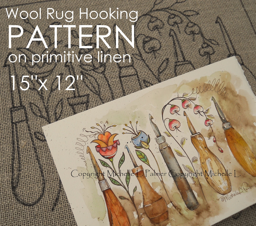 PATTERN for RUG HOOKING Hand Drawn on 100% Prim Primitive Linen ...