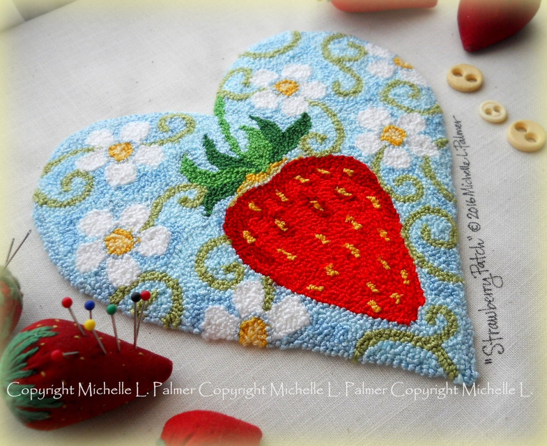 Strawberry Patch Punch Needle Embroidery DIGITAL Jpeg and PDF PATTERN ...