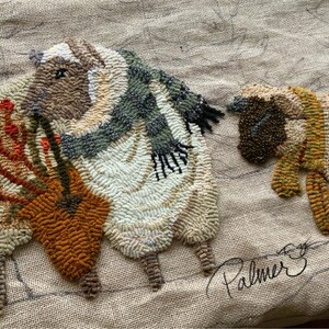 PATTERN for RUG HOOKING Hand Drawn 100% Prim Primitive Linen Michelle ...