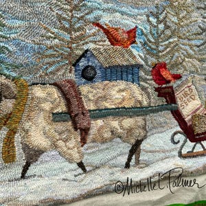 PATTERN for RUG HOOKING Hand Drawn 100% Prim Primitive Linen Michelle ...