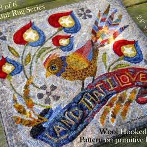Folk Fraktur Bird Land That I Love RUG HOOK Hooking PATTERN - Etsy