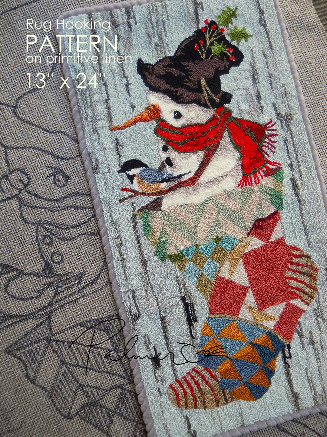 PATTERN RUG HOOKING Pattern is Hand Drawn on 100% Prim Linen Michelle ...