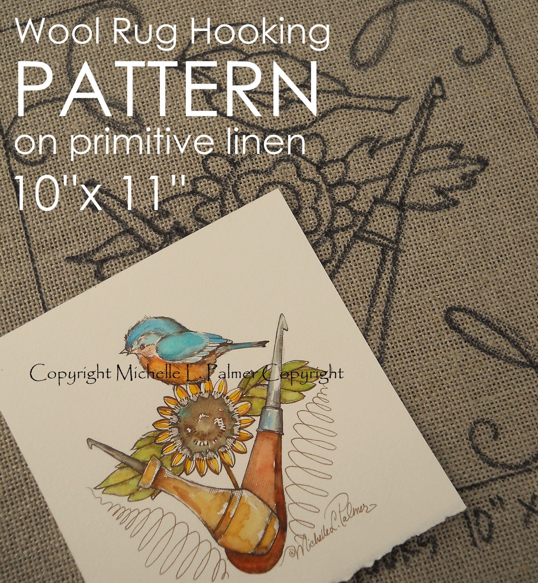 PATTERN for RUG HOOKING Hand Drawn on 100% Prim Primitive Linen ...