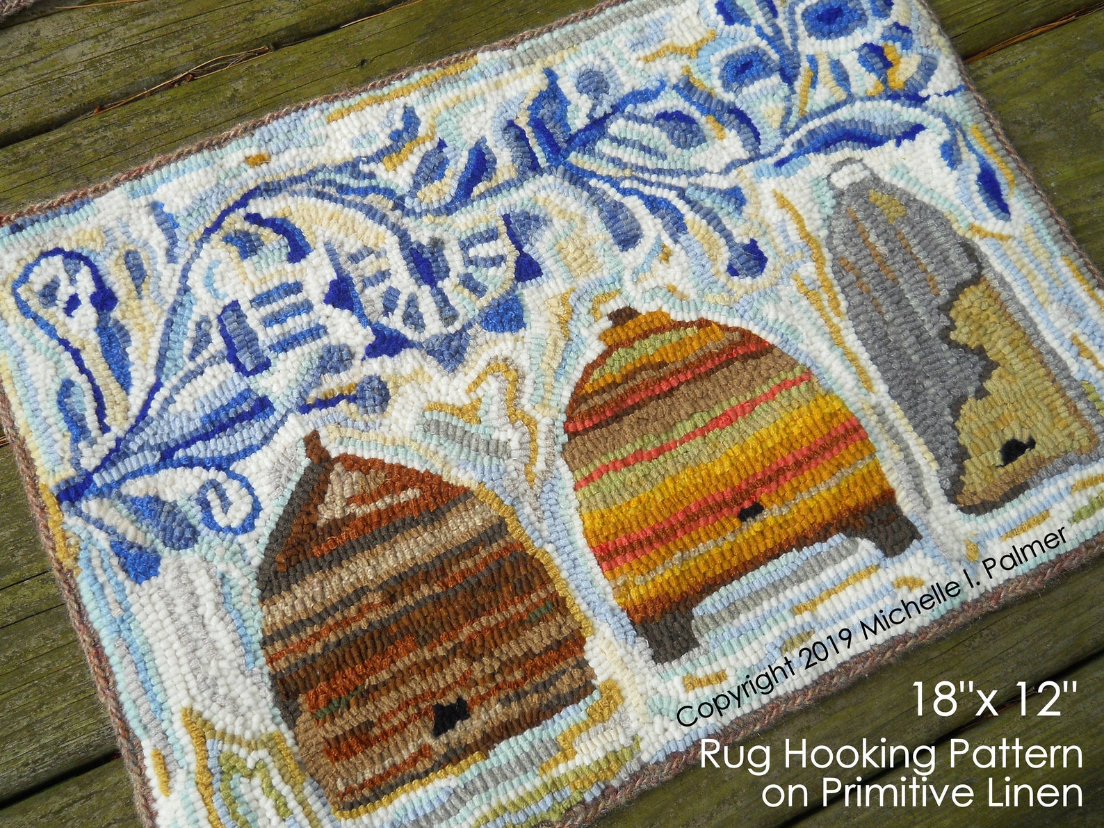 Prim Wool RUG HOOK Hooking PATTERN Hand Drawn 100% Primitive Linen ...