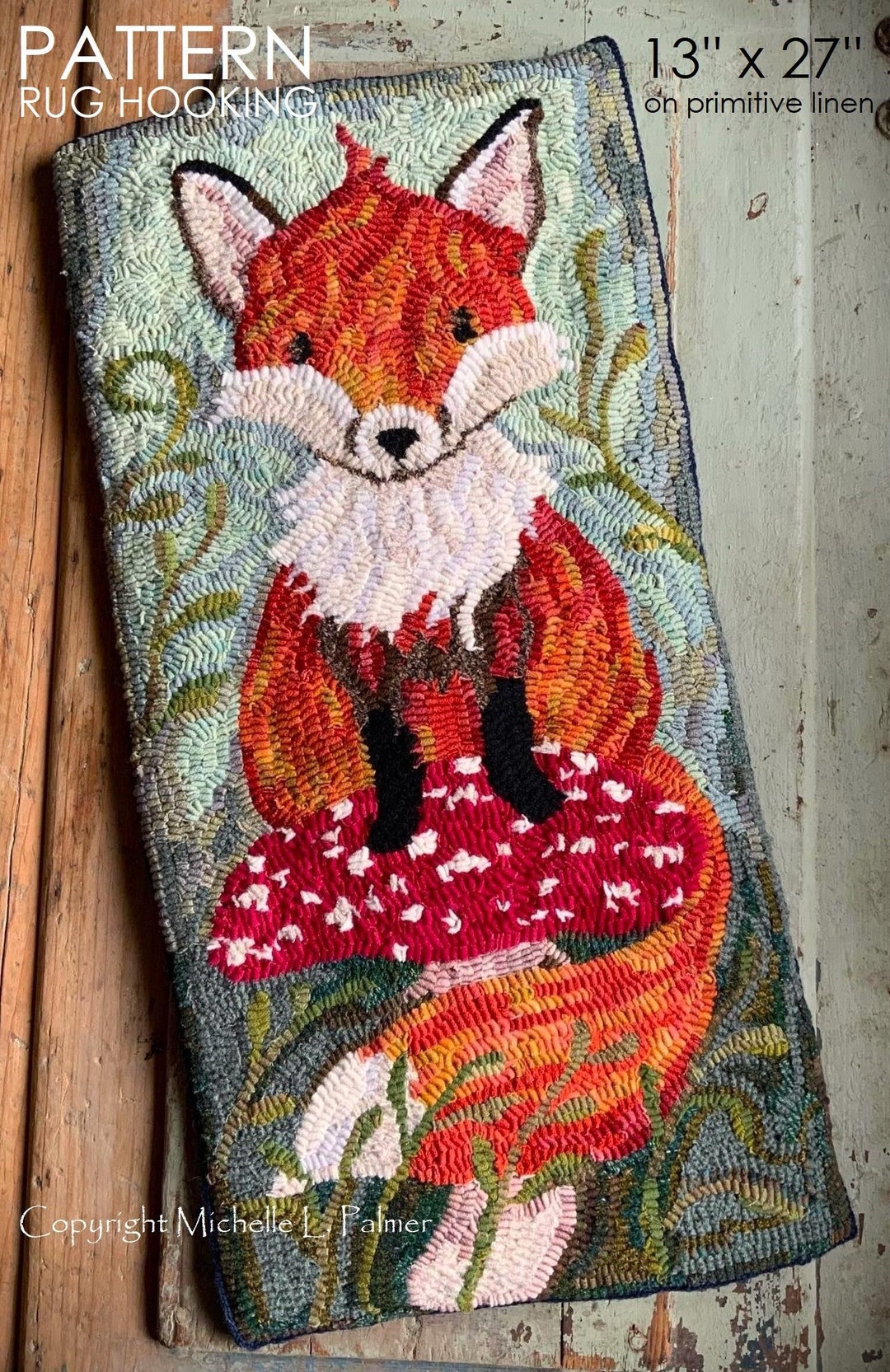 PATTERN RUG HOOKING Pattern is Hand Drawn on 100% Prim Linen Michelle ...