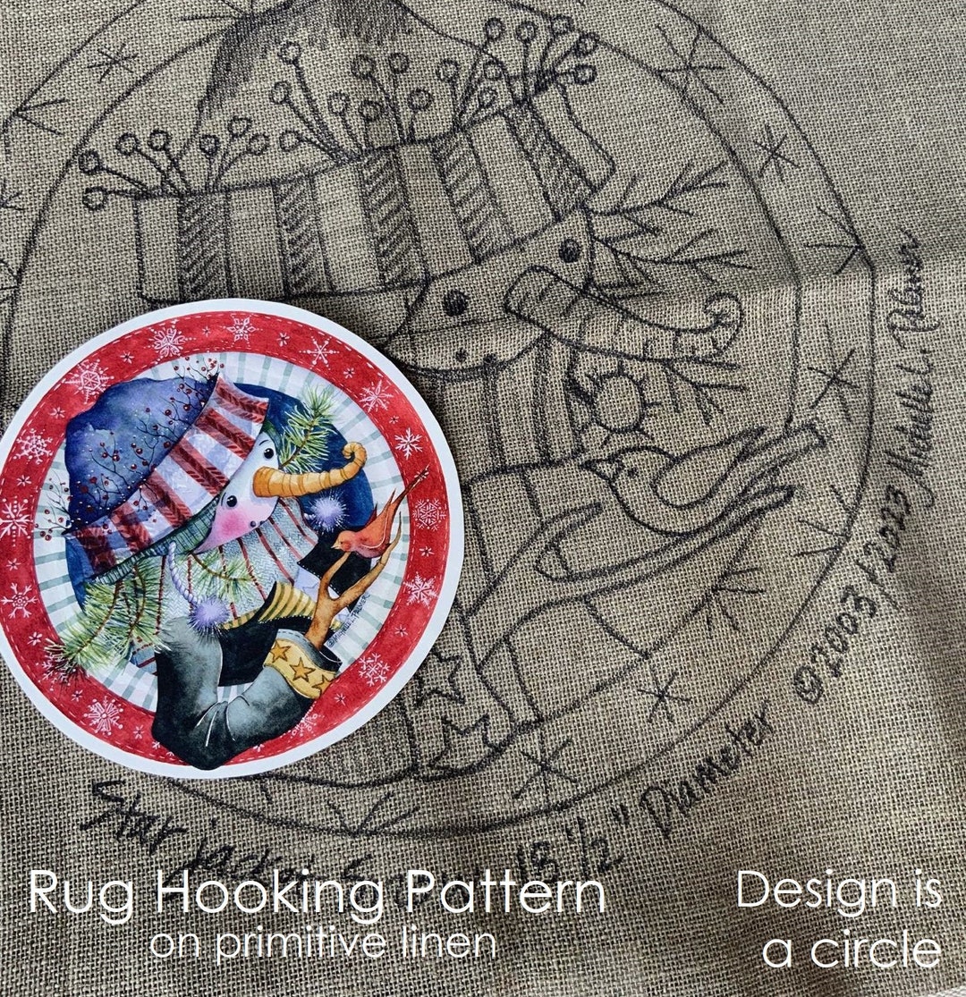 PATTERN for RUG HOOKING Hand Drawn 100% Prim Primitive Linen Michelle ...