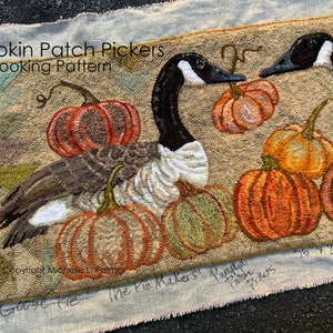 PATTERN RUG HOOKING Pattern is Hand Drawn on 100% Prim Linen Michelle Palmer Pumpkin Patch ...