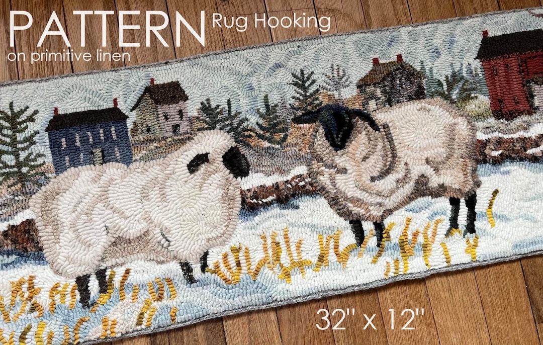 PATTERN for RUG HOOKING Hand Drawn 100% Prim Primitive Linen Michelle ...