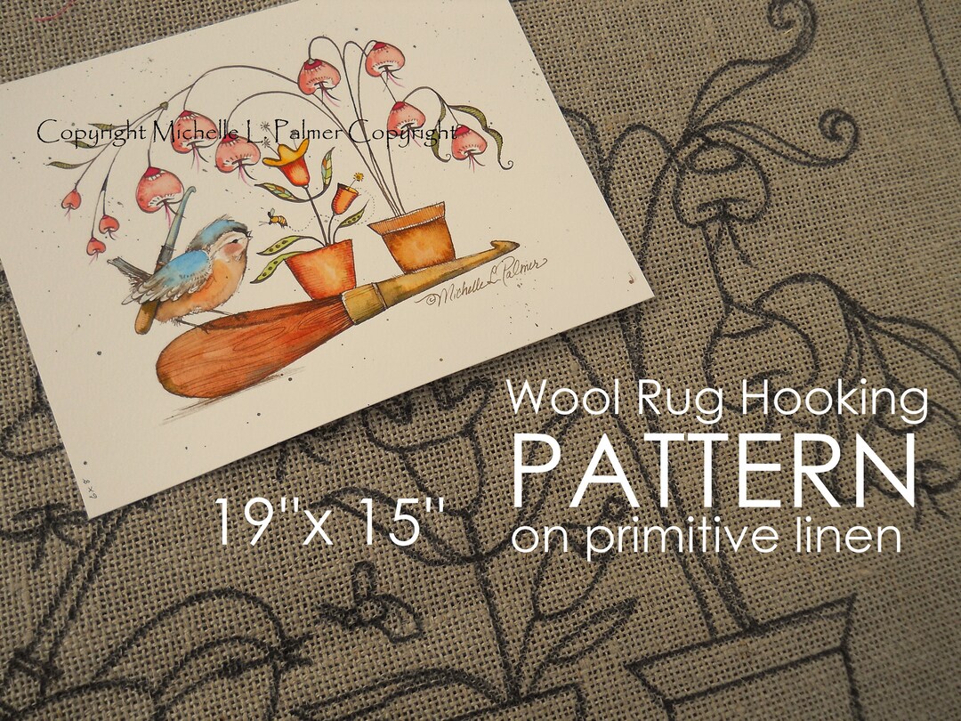 PATTERN for RUG HOOKING Hand Drawn on 100% Prim Primitive Linen ...