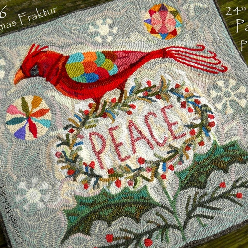 RUG HOOK Hooking PATTERN Folk Fraktur Birds Hand Drawn on 100% - Etsy