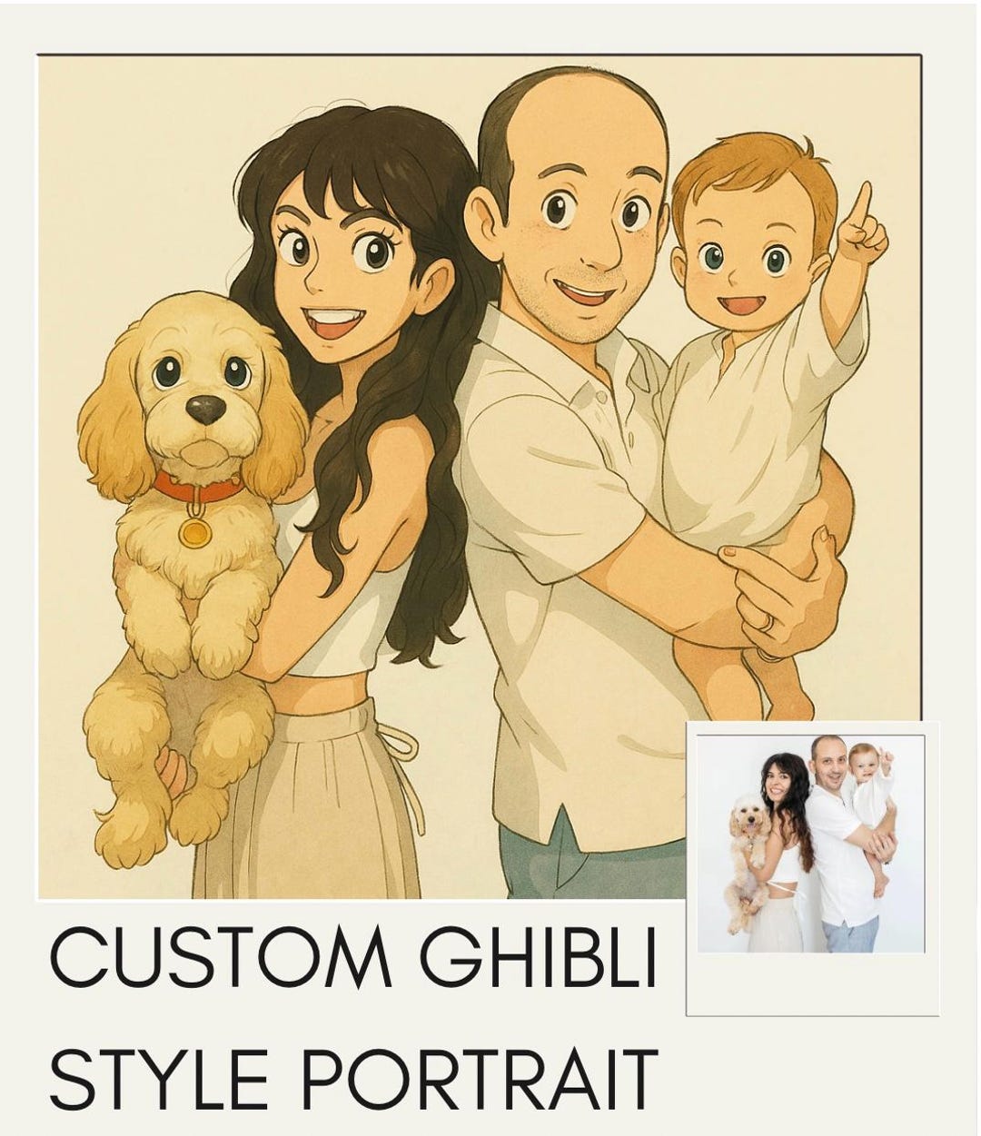 Custom Ghibli Style Family Portrait: Anime Illustration (digital File ...