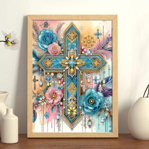 DIY Gorgeous Cross Diamond Painting Kits, Acrylic, Special Shaped ...