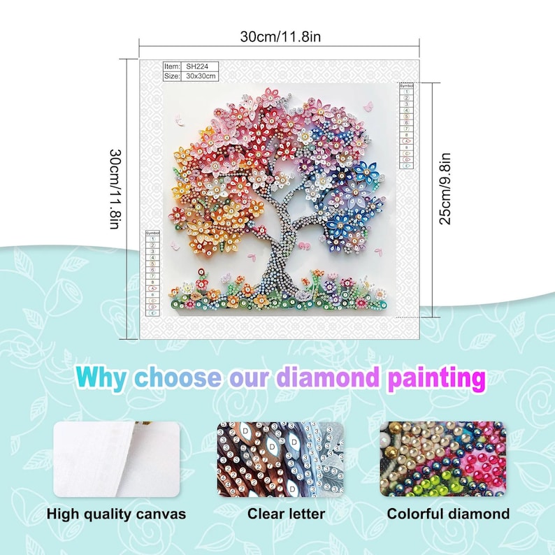 Colorful Tree Diamond Painting Kit, Acrylic, Special Shaped Gem Art ...