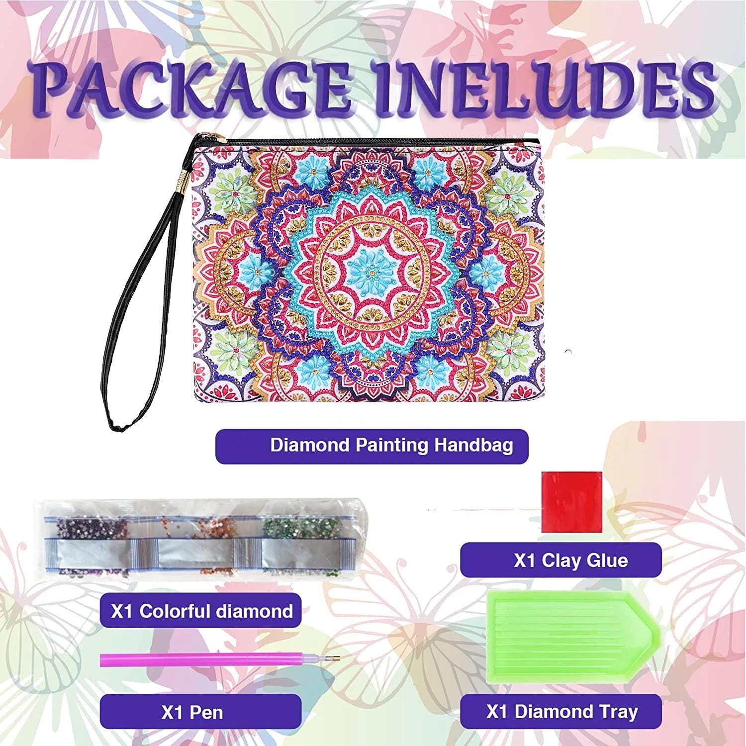 DIY Purses Diamond Painting Kit, PU Leather, Mandala Cactus Design ...