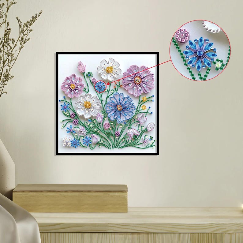 Flower Special Shape 5D Diamond Painting Kit, Floral Pattern Crystals ...