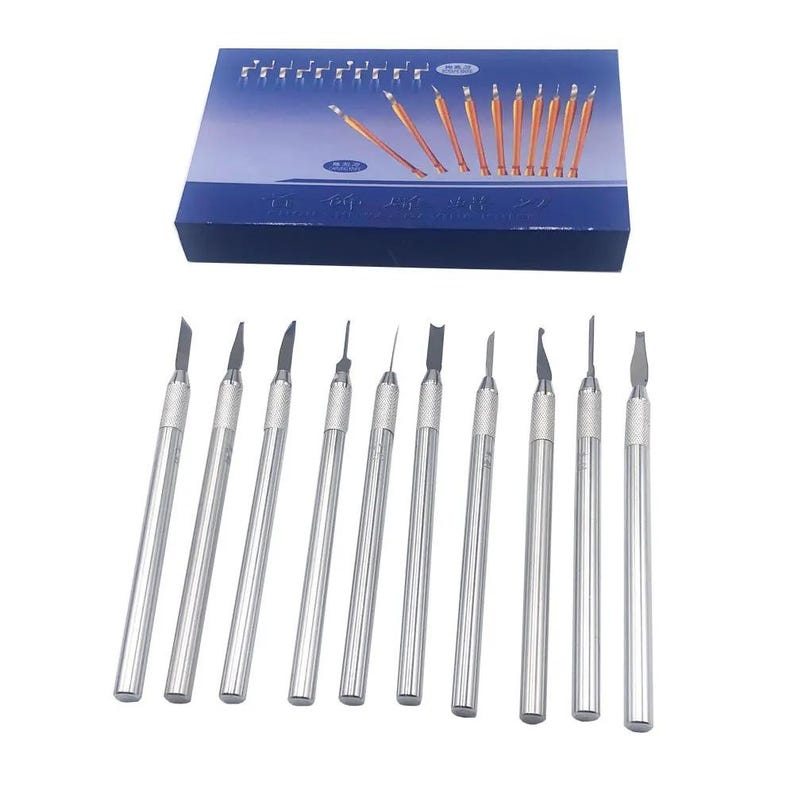Miniature Carving Knife 10 Pcs Engraving Tools, Graver Kit, DIY Jewelry ...