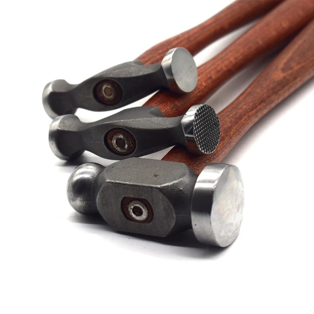 Planishing Hammer, Wooden, Double Heads Chasing, Flat Domed Spherical ...
