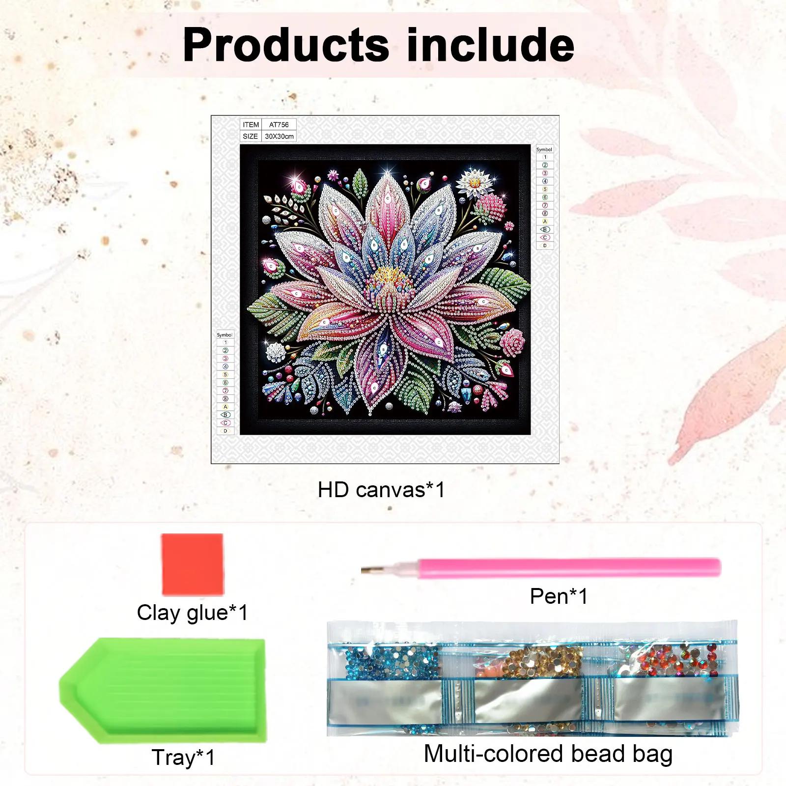 DIY Brilliant Flowers Diamond Art Kit, Special Shaped Crystal ...
