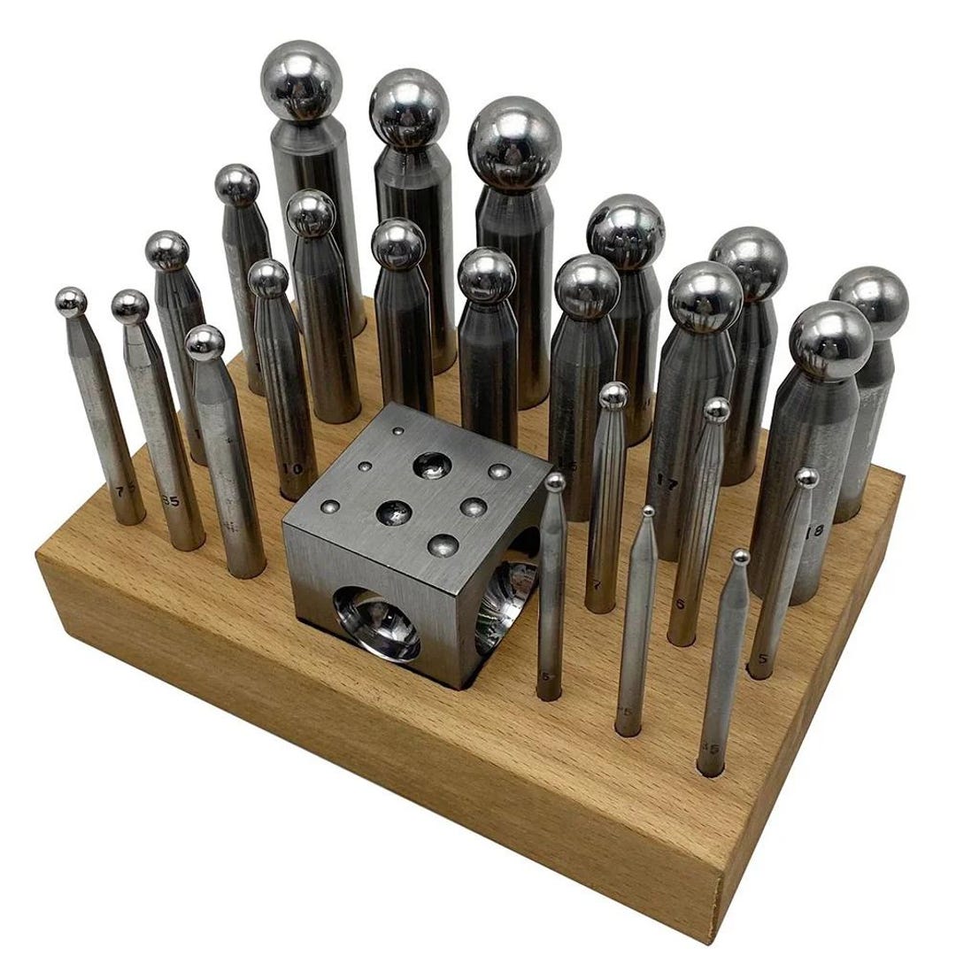 25PCS High Quality Steel Dapping Punch Doming Block Punches Kit ...