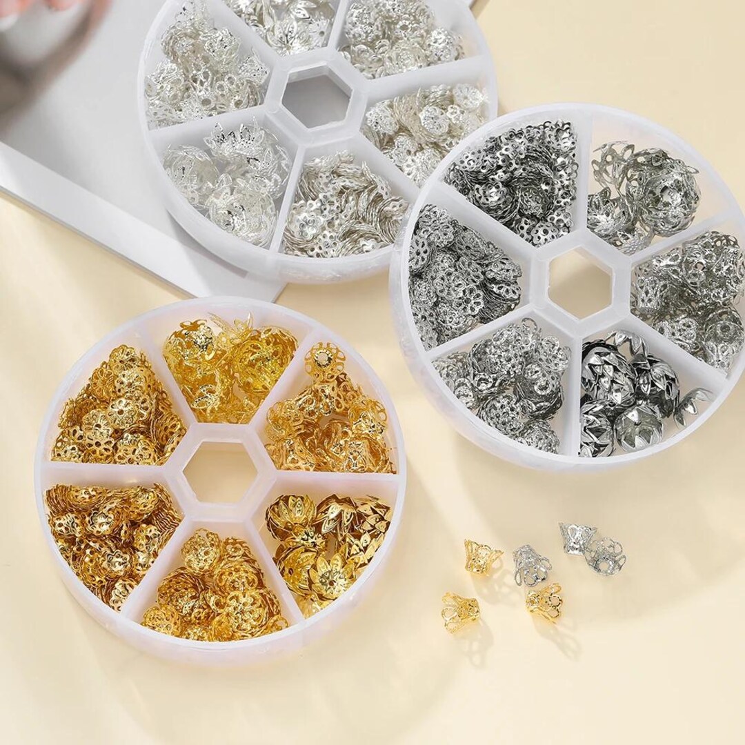 650pcs Flower Bead End Caps Kit, 6 Styles Tassel, DIY Jewelry Making ...