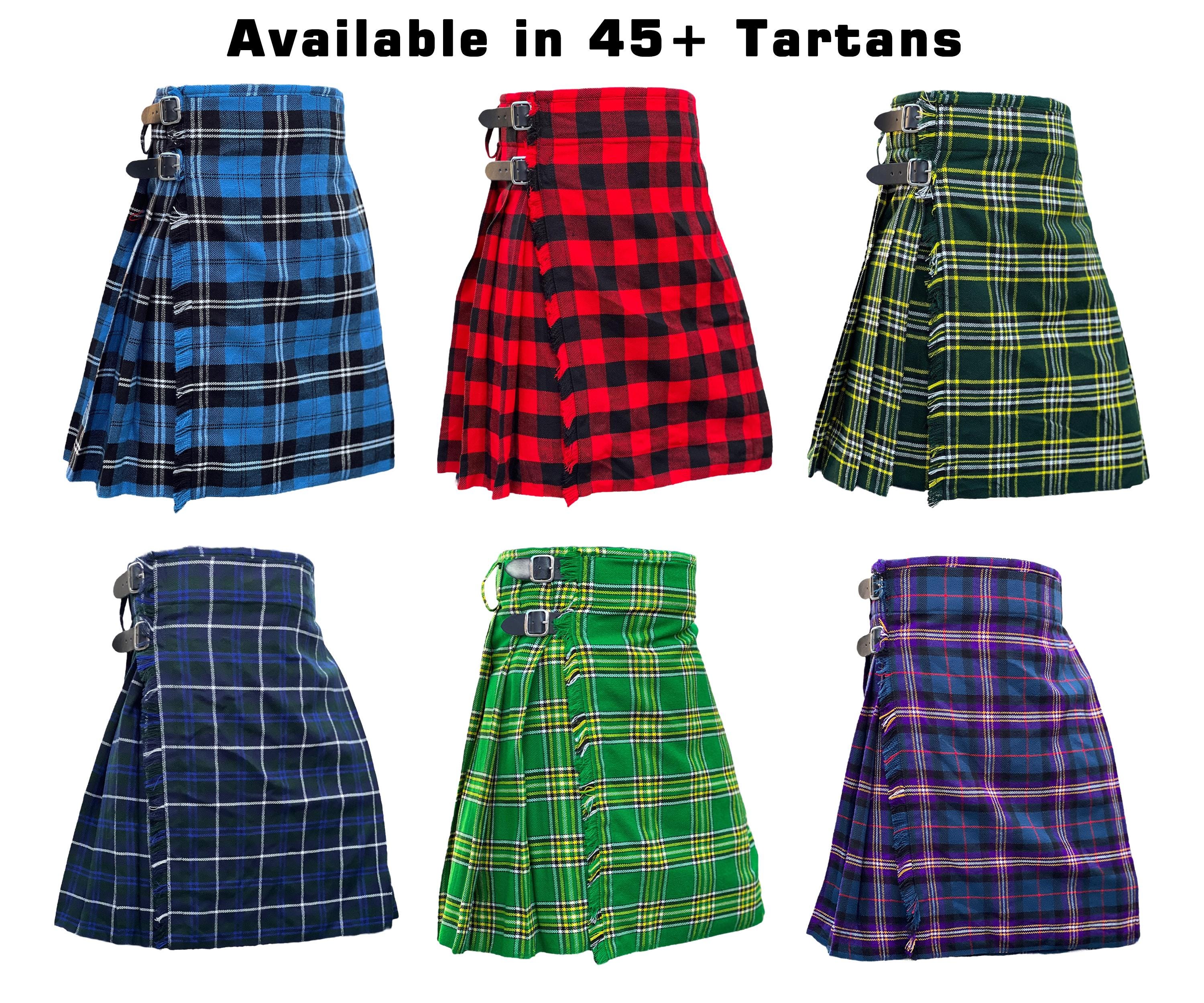 Scottish 5 Yards Tartan Kilts for Men Traditional and Casual Wear Kilts Available in 45 ...