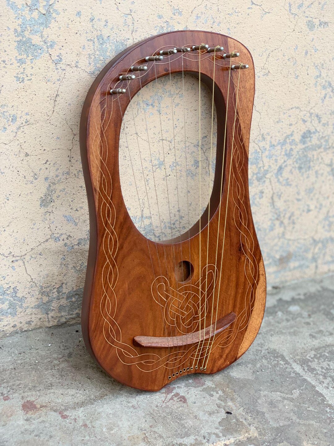 Rosewood Lyre Harp 10 Strings Piping Design Lyre Harp With Free Strings ...