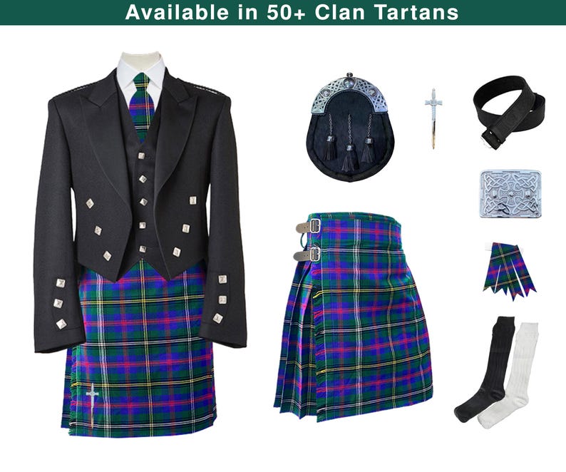 Prince Charlie Kilt Outfit 10 Pcs Kilt Set | Scottish Wedding Kilt ...