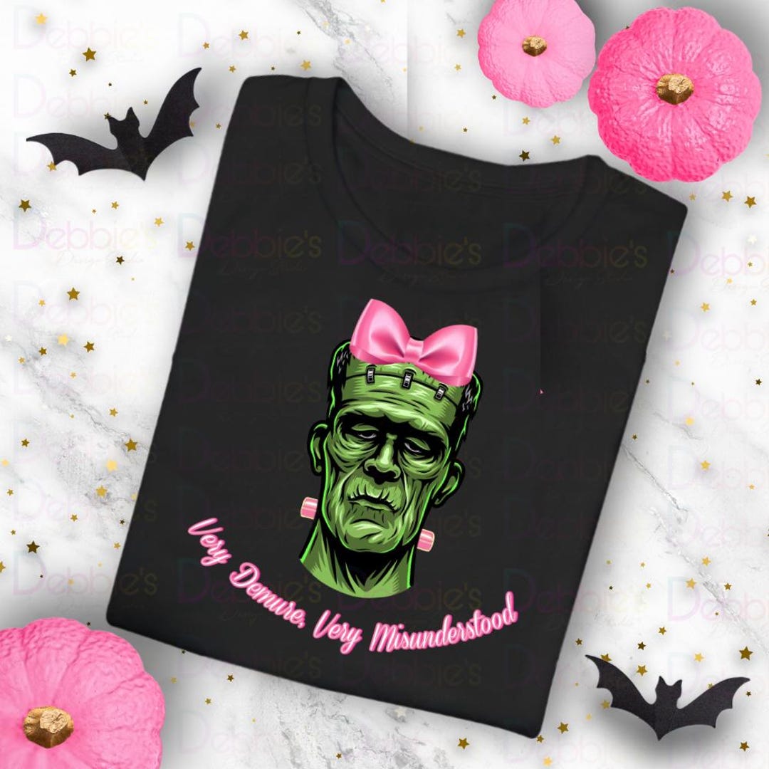 Frankenstein Halloween Tee, Pink Bow, Funny Retro Shirt - Etsy