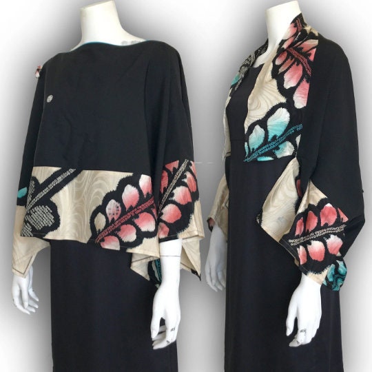 2-way Origami Blouse Shrug Jacket/ Japanese Kimono Re-make/ Up-cycled ...
