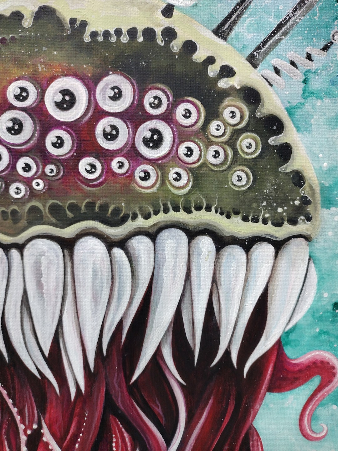 Silly Surreal Alien Visitor Dark Humor Art Original Painting - Etsy