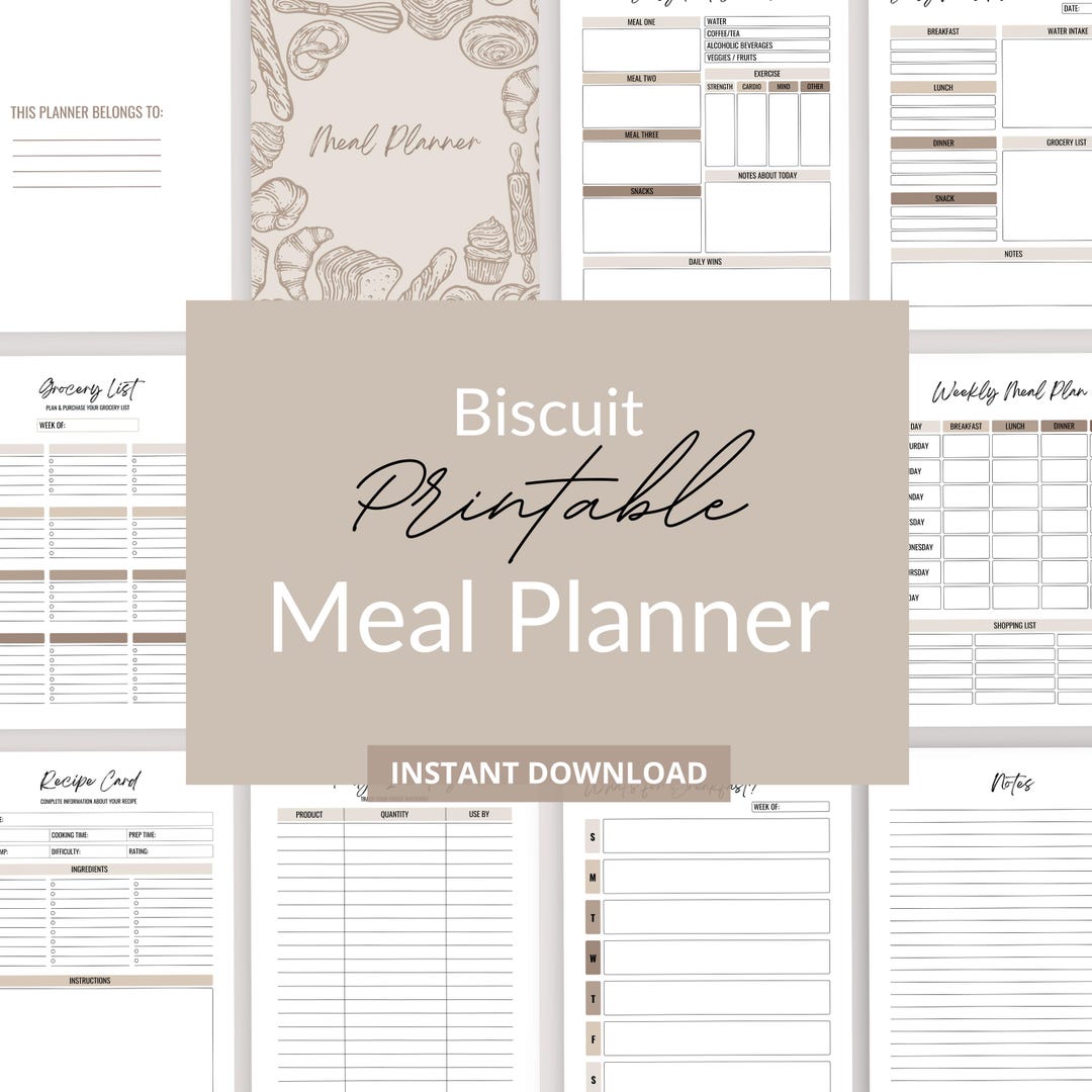 Printable Biscuit Meal Planner for the Parent, Fitness Enthusiast, Meal ...