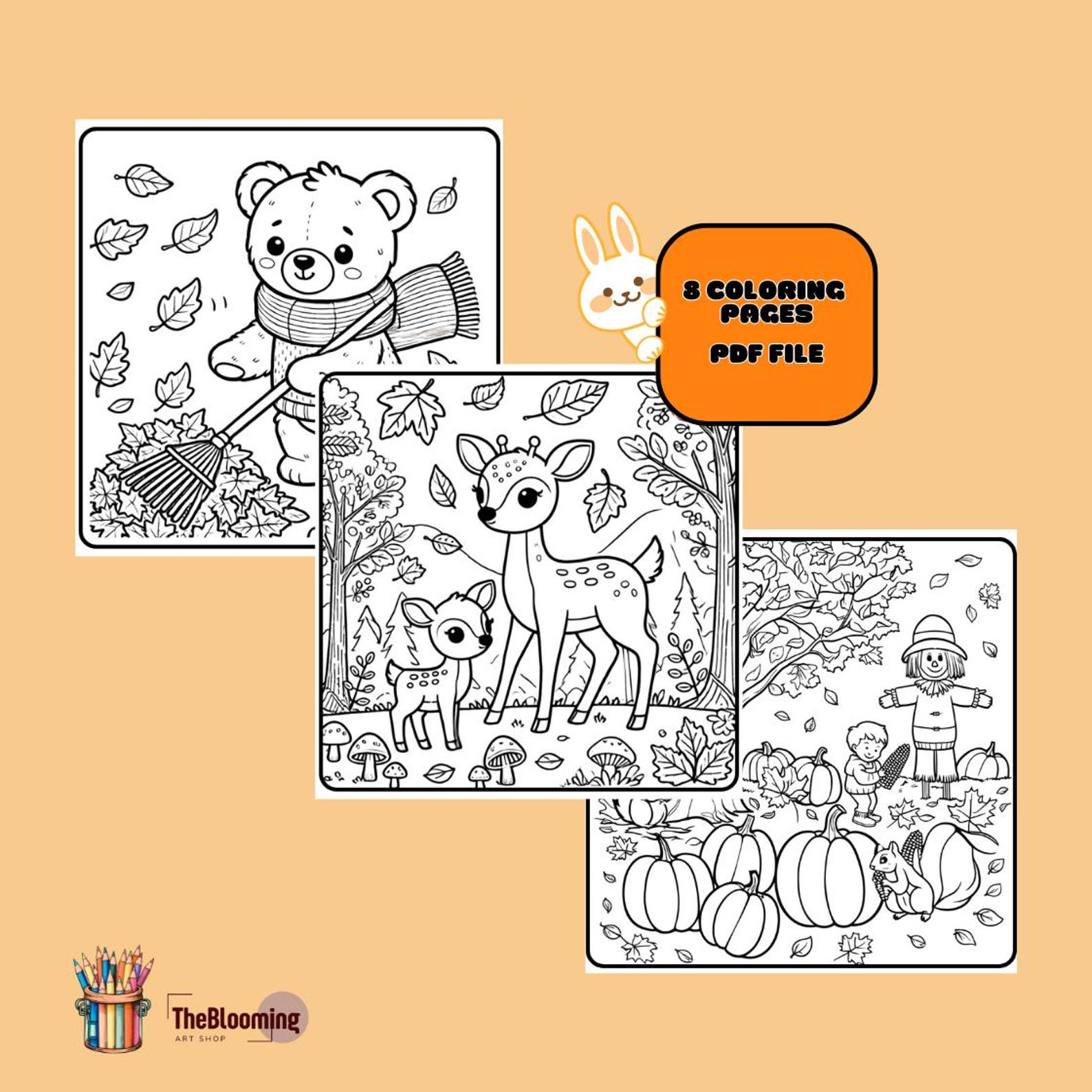 Cozy Fall Coloring Pages | 8 Coloring Pages | | Bold and Easy Cozy ...