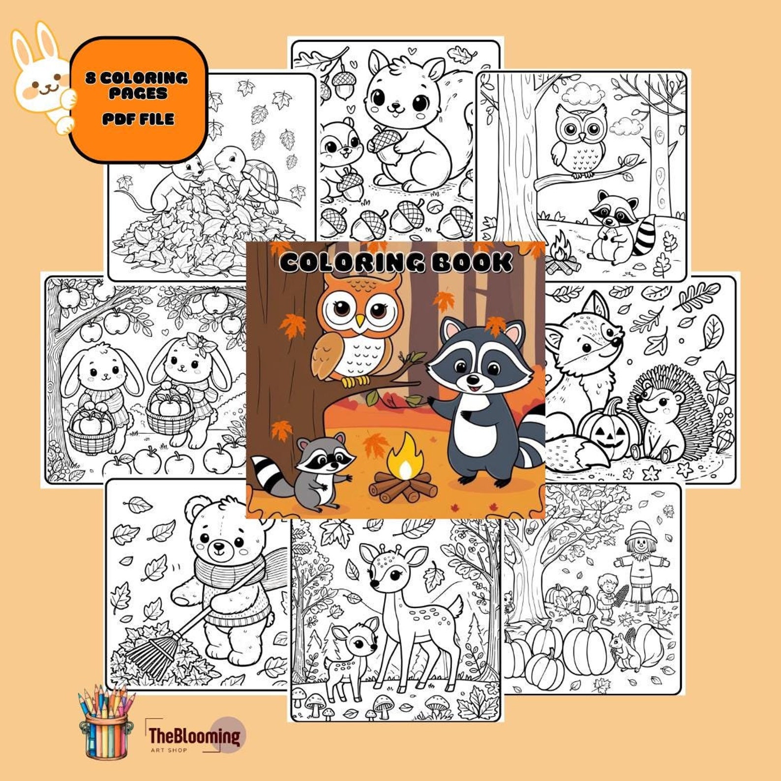 Cozy Fall Coloring Pages | 8 Coloring Pages | | Bold and Easy Cozy ...