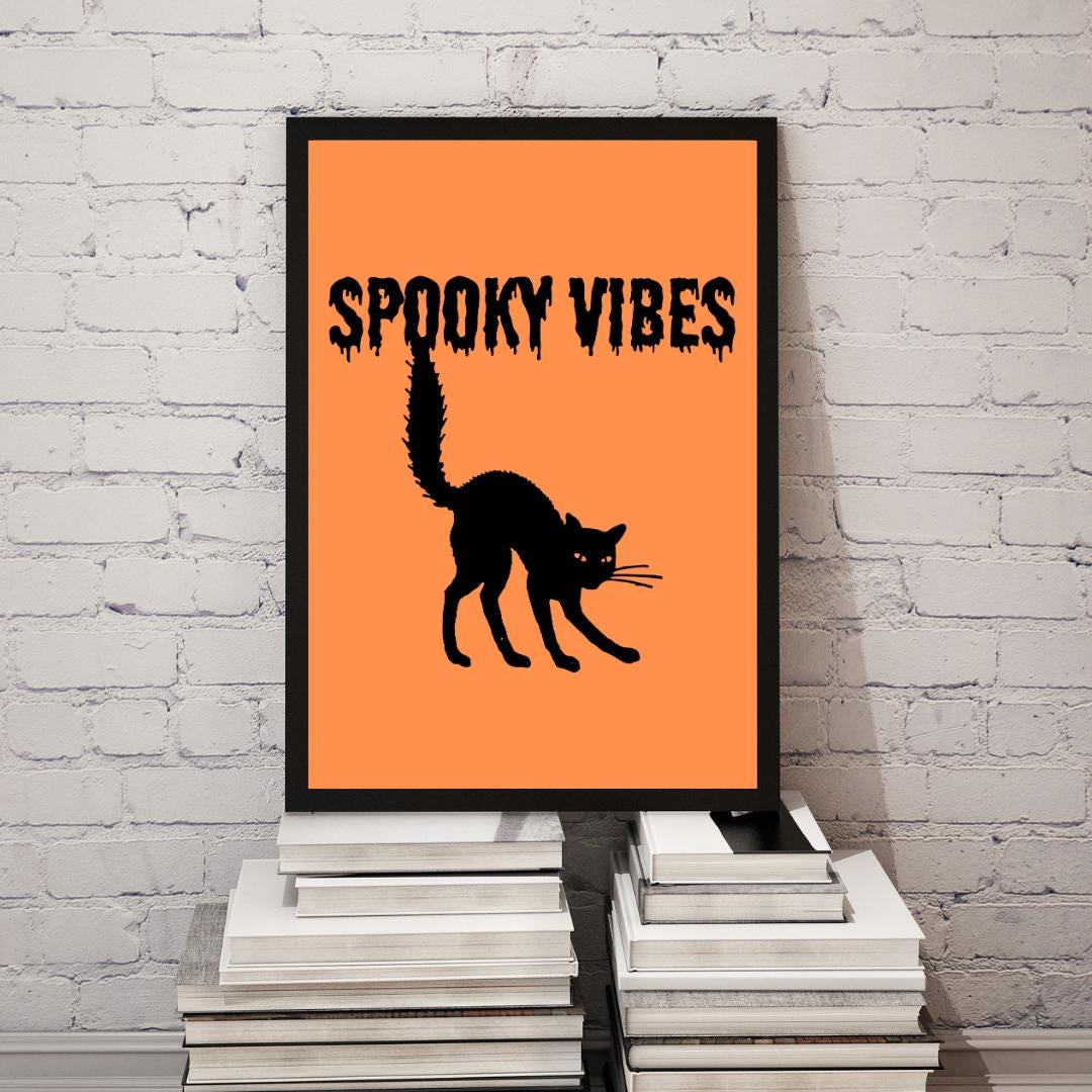 Halloween Spooky Cat Wall Art Printable | Spooky Season Wall Art ...