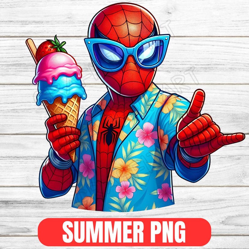 Spiderman Summer Vibes PNG: Kids Cartoon Sublimation Design (digital ...
