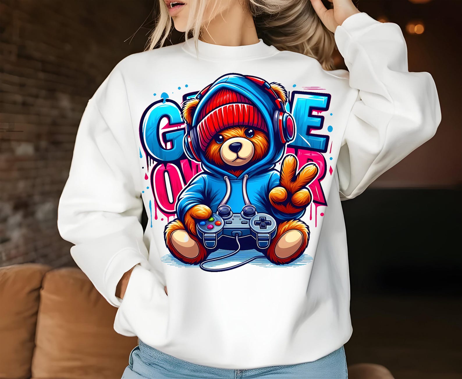 Game Over PNG ,gaming Teddy Bear PNG Sublimation Shirt Digital Download ...