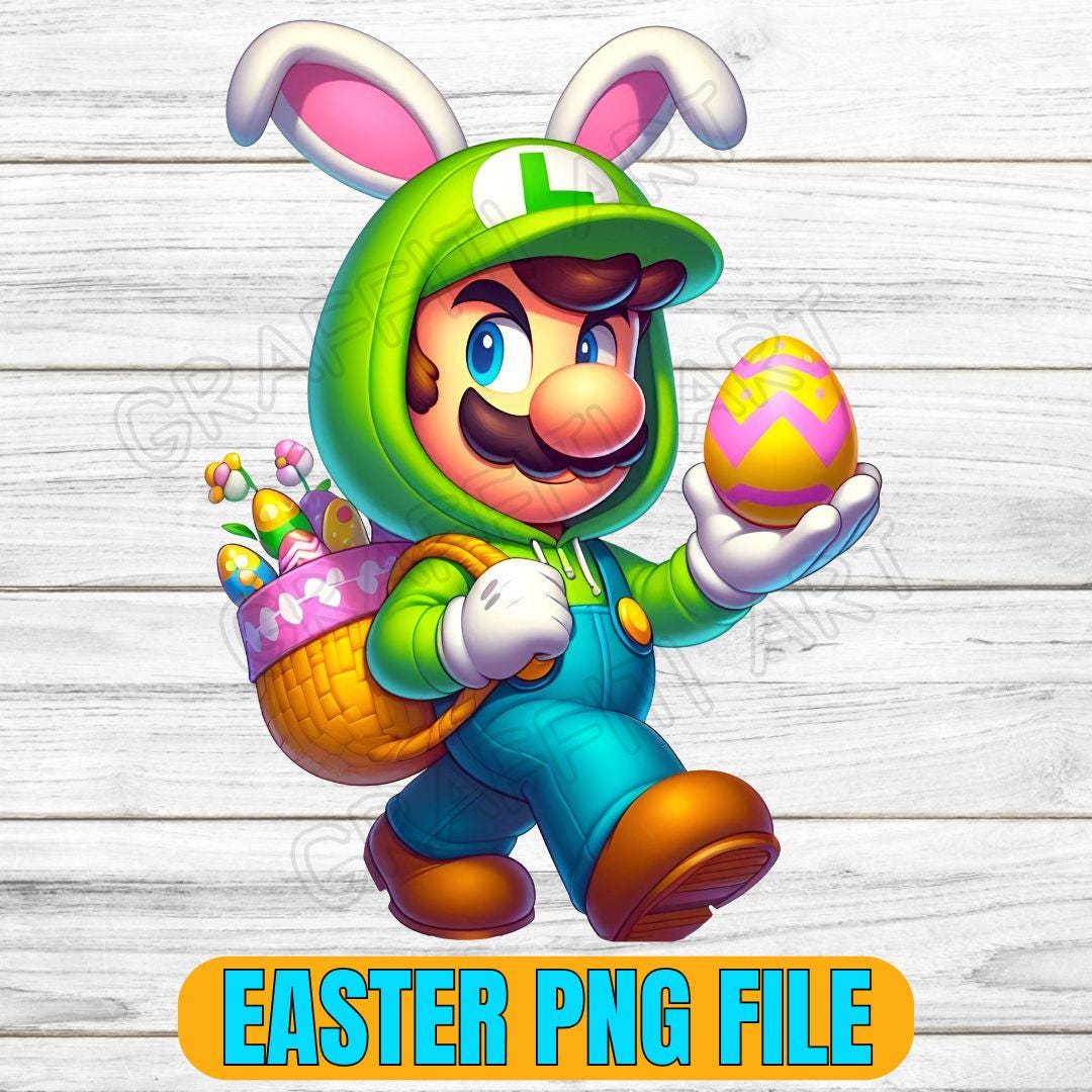 Super Mario Easter PNG: Kids Cartoon Sublimation Design (digital ...