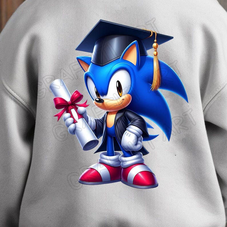 Sonic Graduation PNG: Cartoon Hedgehog Clipart - Etsy
