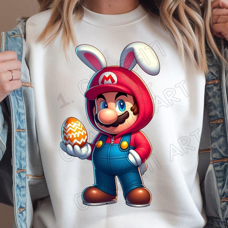 Kawaii Easter Png, Super Mario Png, Easter Mario Png Sublimation Design ...