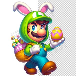 Super Mario Easter PNG: Kids Cartoon Sublimation Design (digital ...