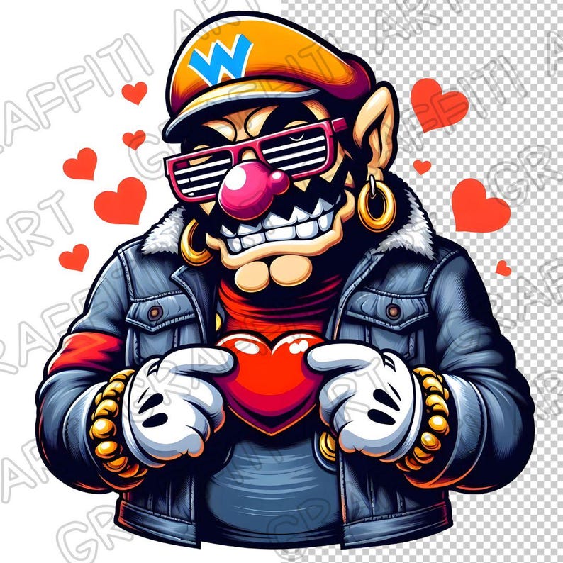 Valentine Wario PNG: Super Mario Love Design (digital Download) - Etsy