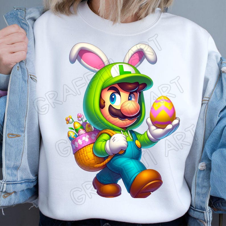 Super Mario Easter PNG: Kids Cartoon Sublimation Design (digital ...